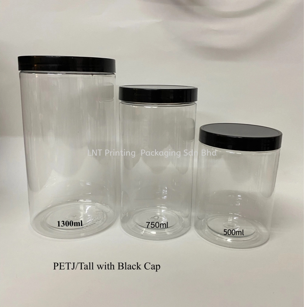 Clear Pet Container With Black Cap | LNT Printing & Packaging Sdn Bhd